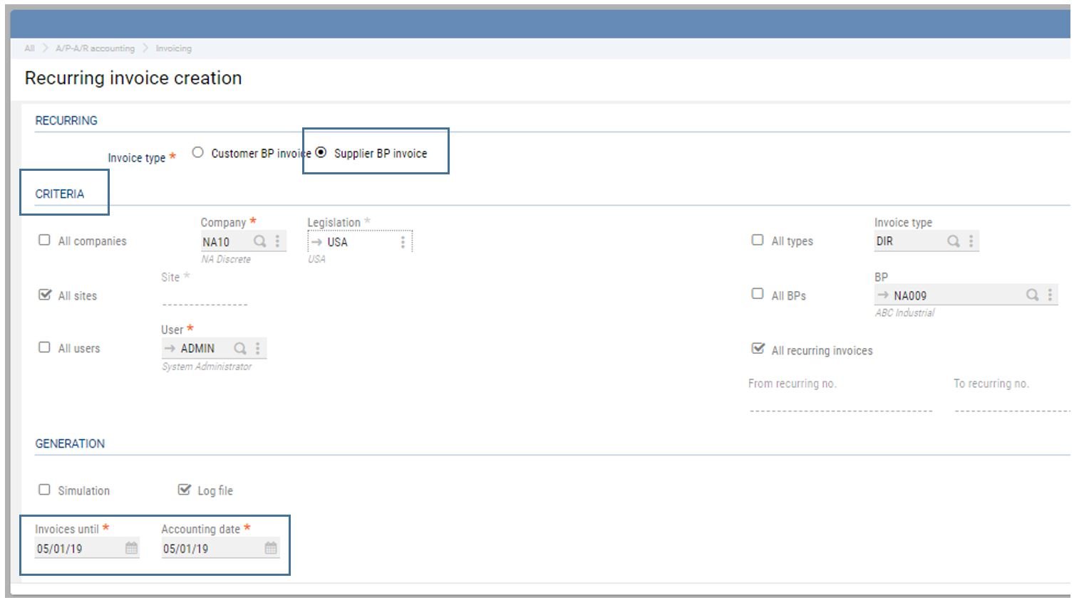 How to Create Recurring Supplier Invoices in Sage X3